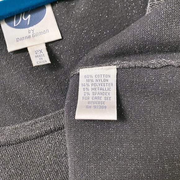 DG2 by Diane Gilman | Tops | Nwt Dg2 By Diane Gilman Siliver Metallic ...